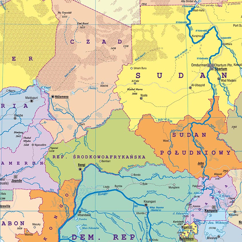 MAPA PODRĘCZNA AFRYKI - FIZYCZNA / POLITYCZNA
