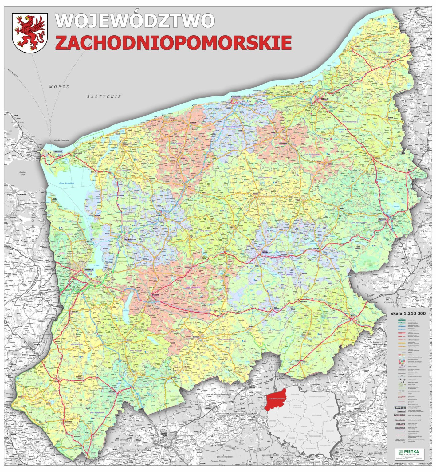 MAPA ŚCIENNA POLSKI - FIZYCZNA 1:1 100 000