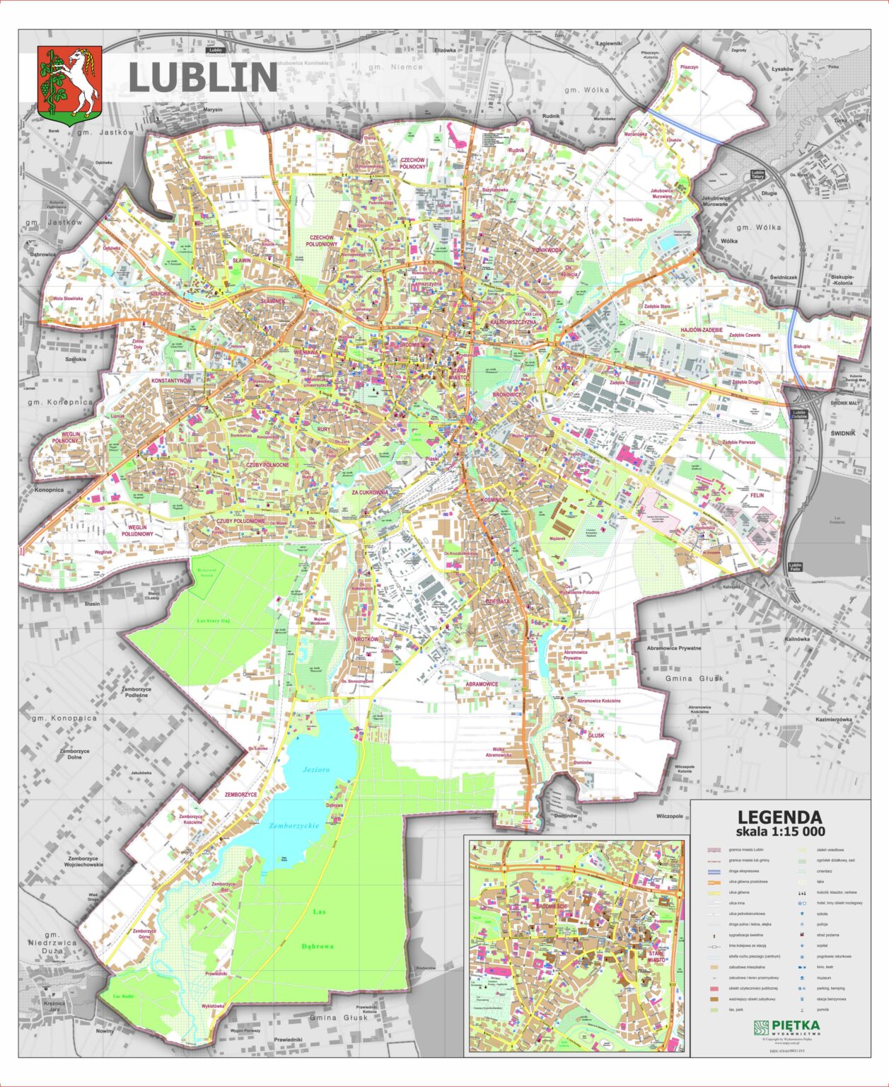 MAPA ŚCIENNA LUBLINA - Sklep Wydawnictwa Piętka